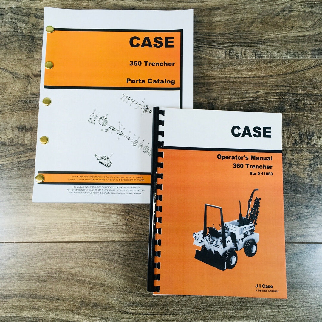 Case 360 Trencher Manual Parts Catalog Operators Owners Set Book ...