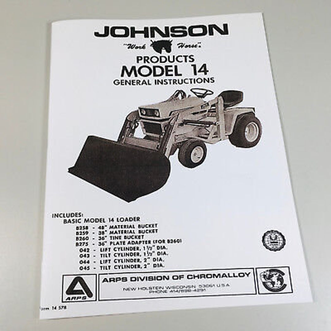 Johnson 14 Loader Tractor Owners Operators Manual Instructions Parts ...