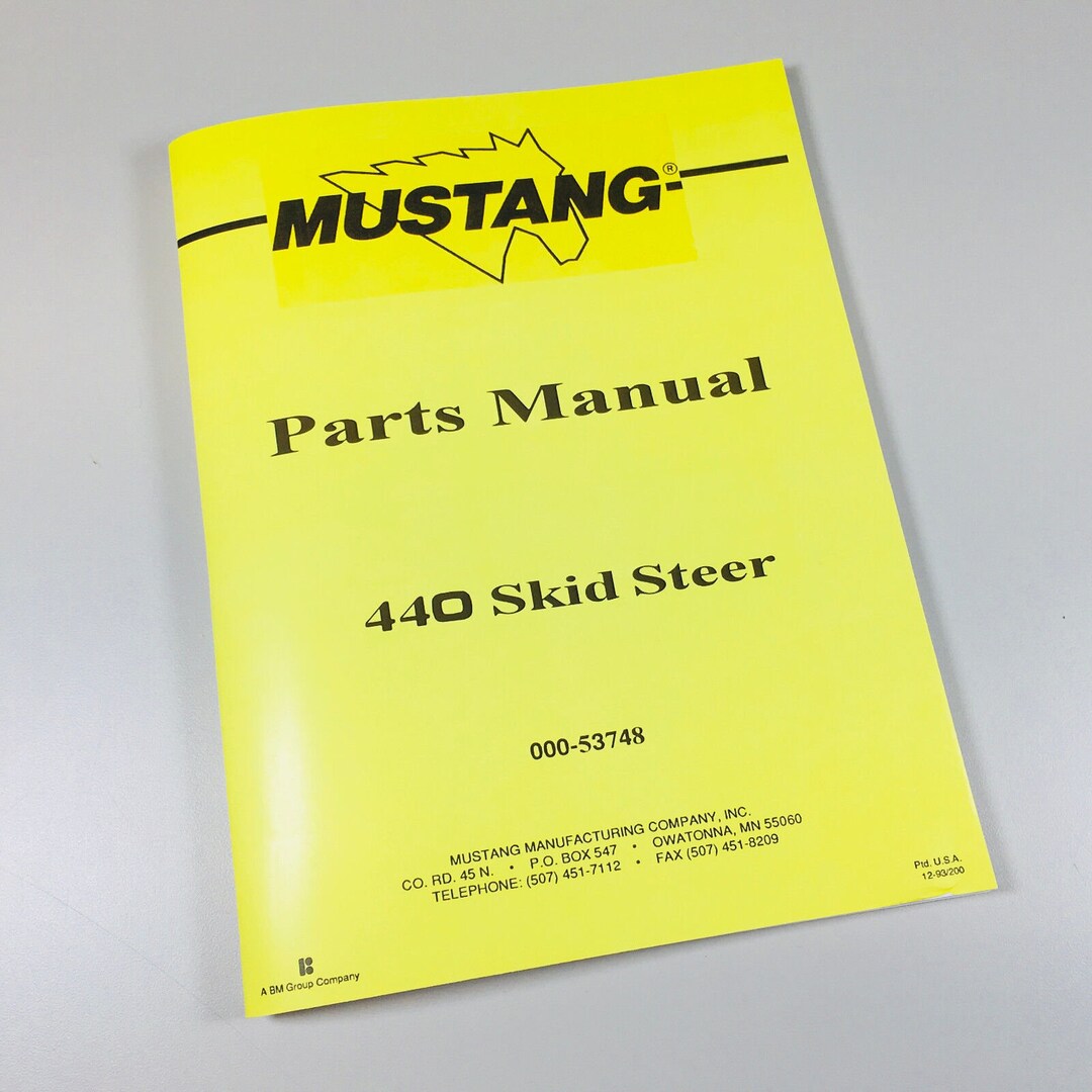 Mustang 440 Skidsteer Loader Parts Manual Catalog Exploded Views ...