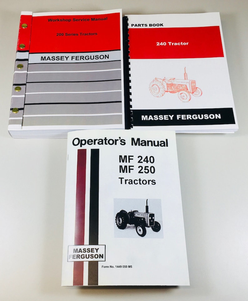 Massey Ferguson Mf 240 Tractor Service Parts Operators Manual Shop Book ...