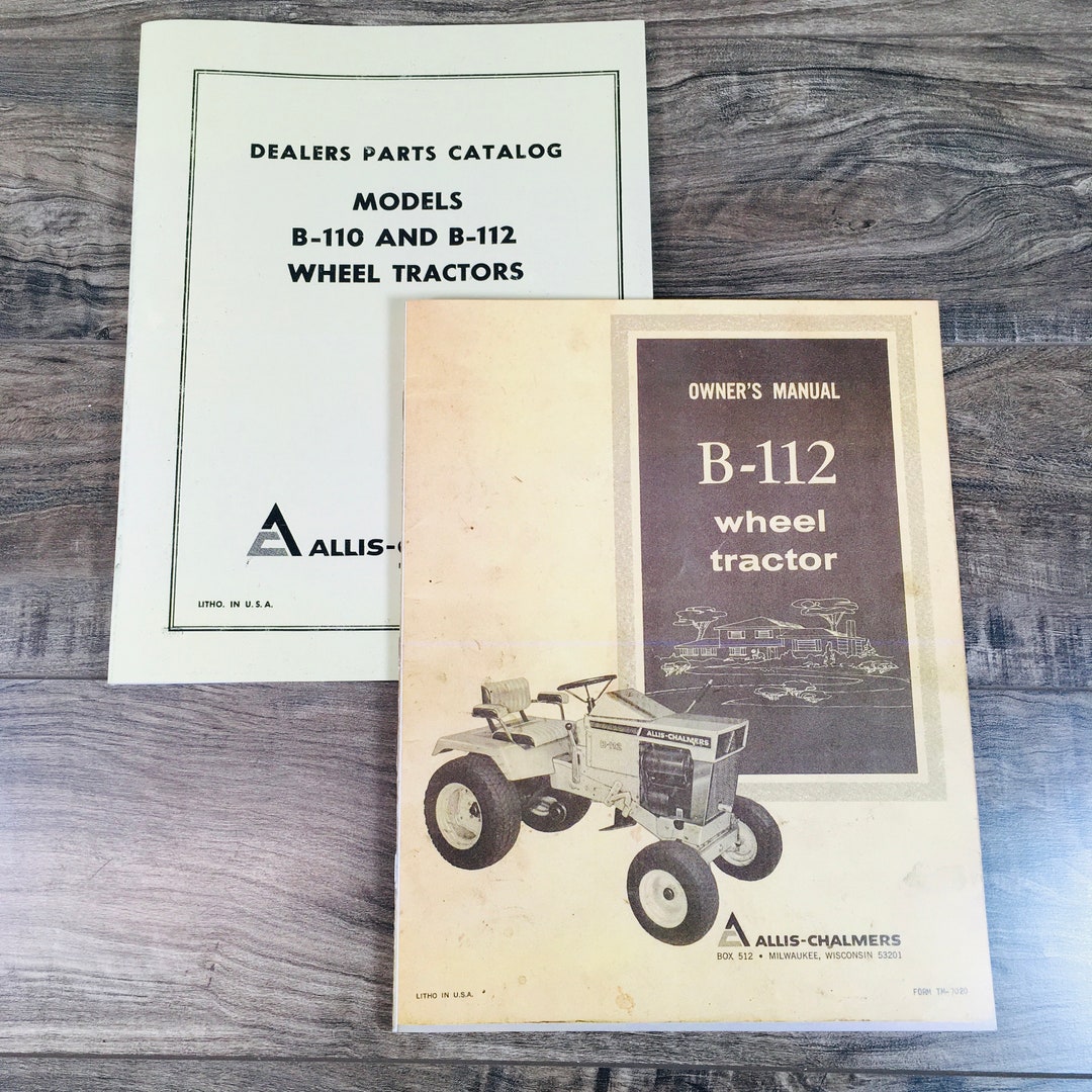 Allis Chalmers B110 Lawn Garden Tractor Parts Operators Owners Manual ...