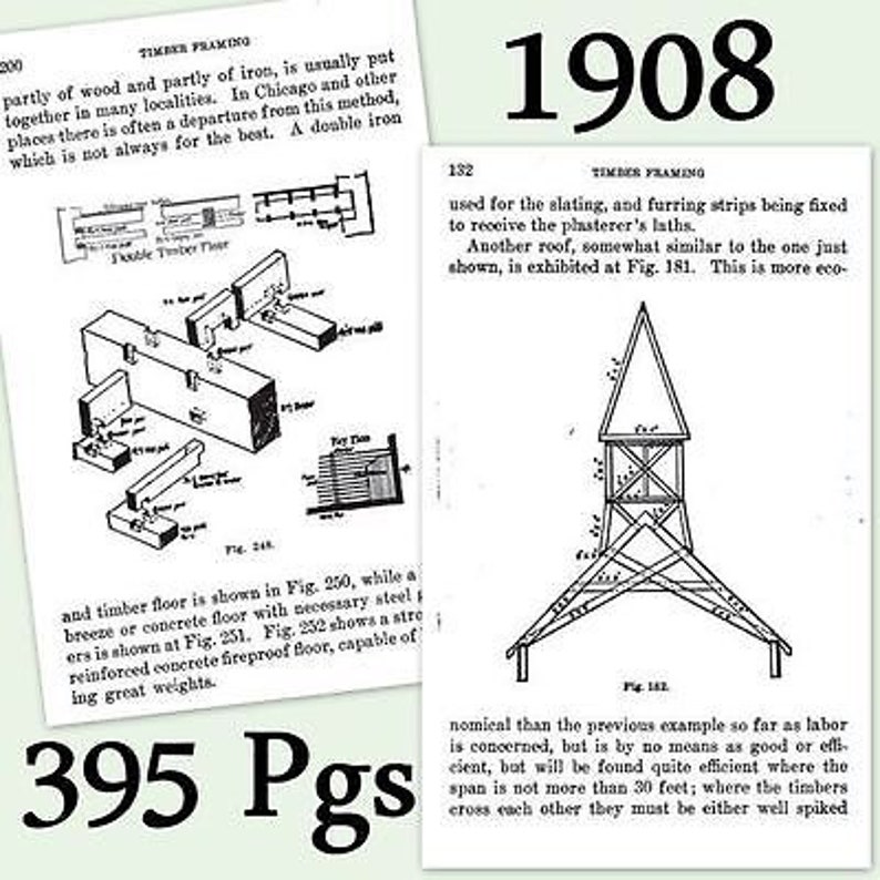 Timber Framing How-to Book Plans 1908 Slick Chisel Mallet 450pics 385pg ...
