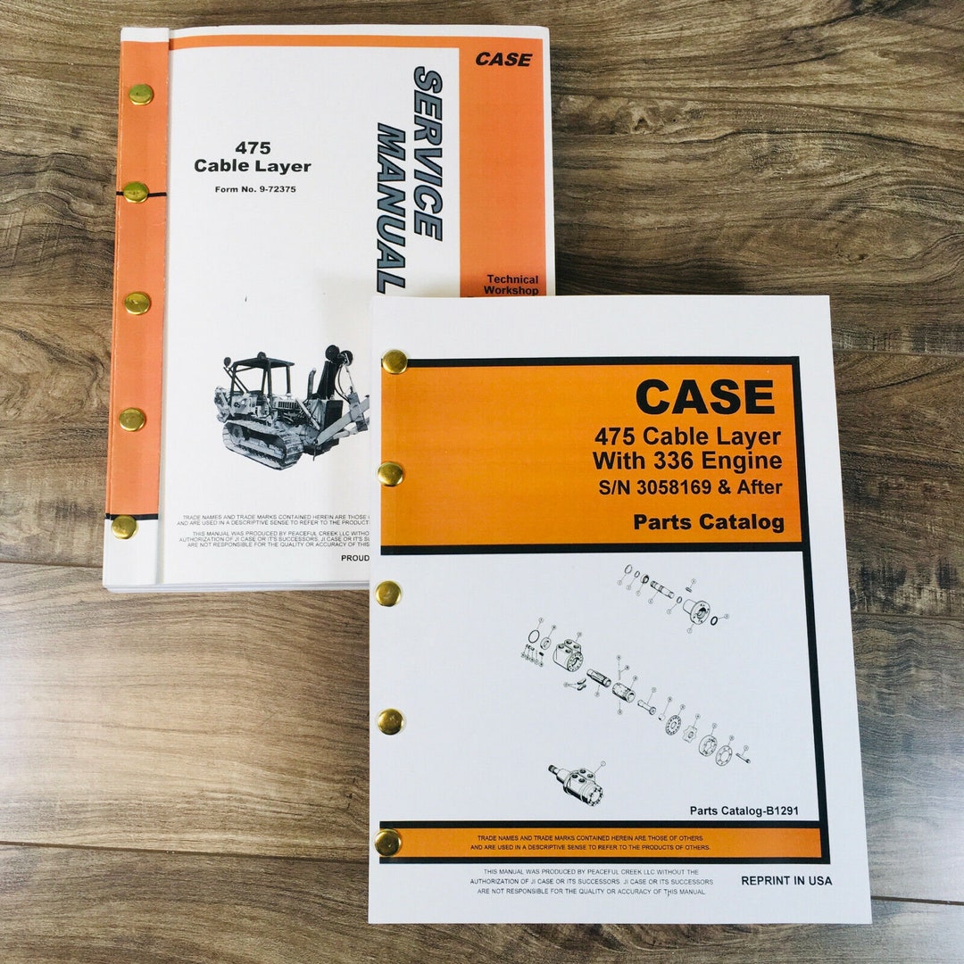 Case 475 Cable Layer Service Manual Parts Catalog Set Sn 3058169 & up ...