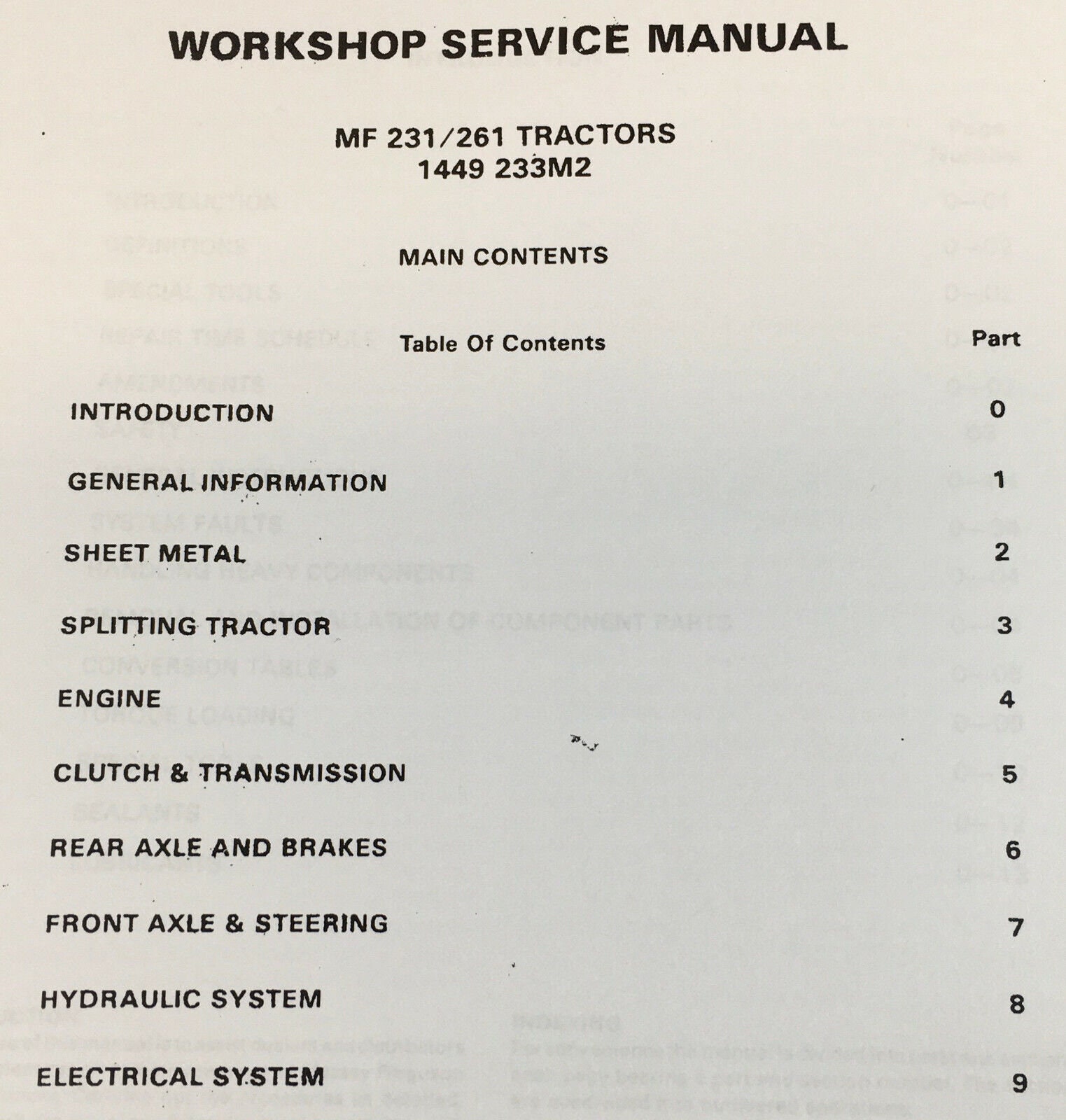Massey Ferguson 261 Tractor Service Parts Manual Repair Shop Set ...