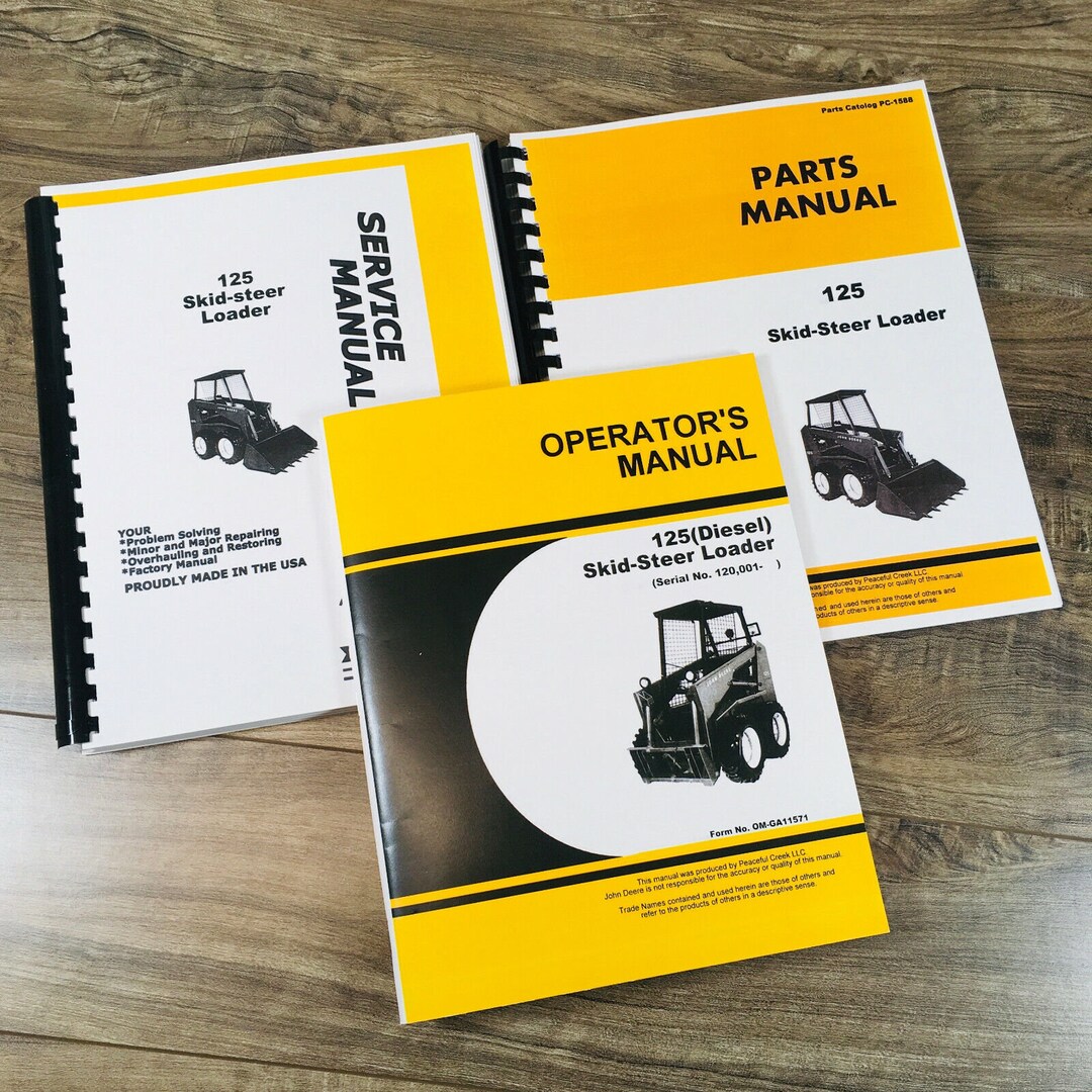 Service Parts Operators Manual Set for John Deere 125 Diesel Skid-steer ...