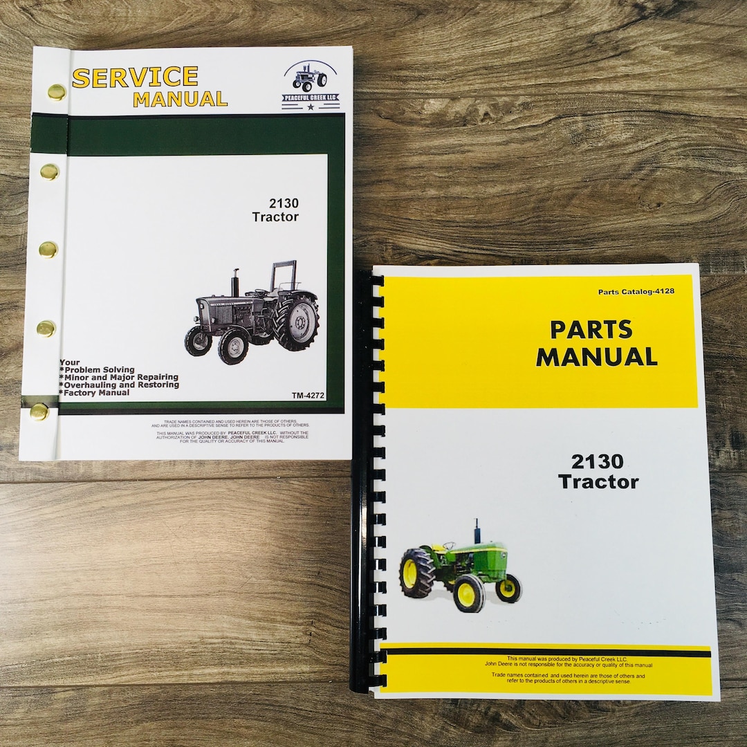 Service Parts Manual Set for John Deere 2130 Tractor Repair Shop Book ...