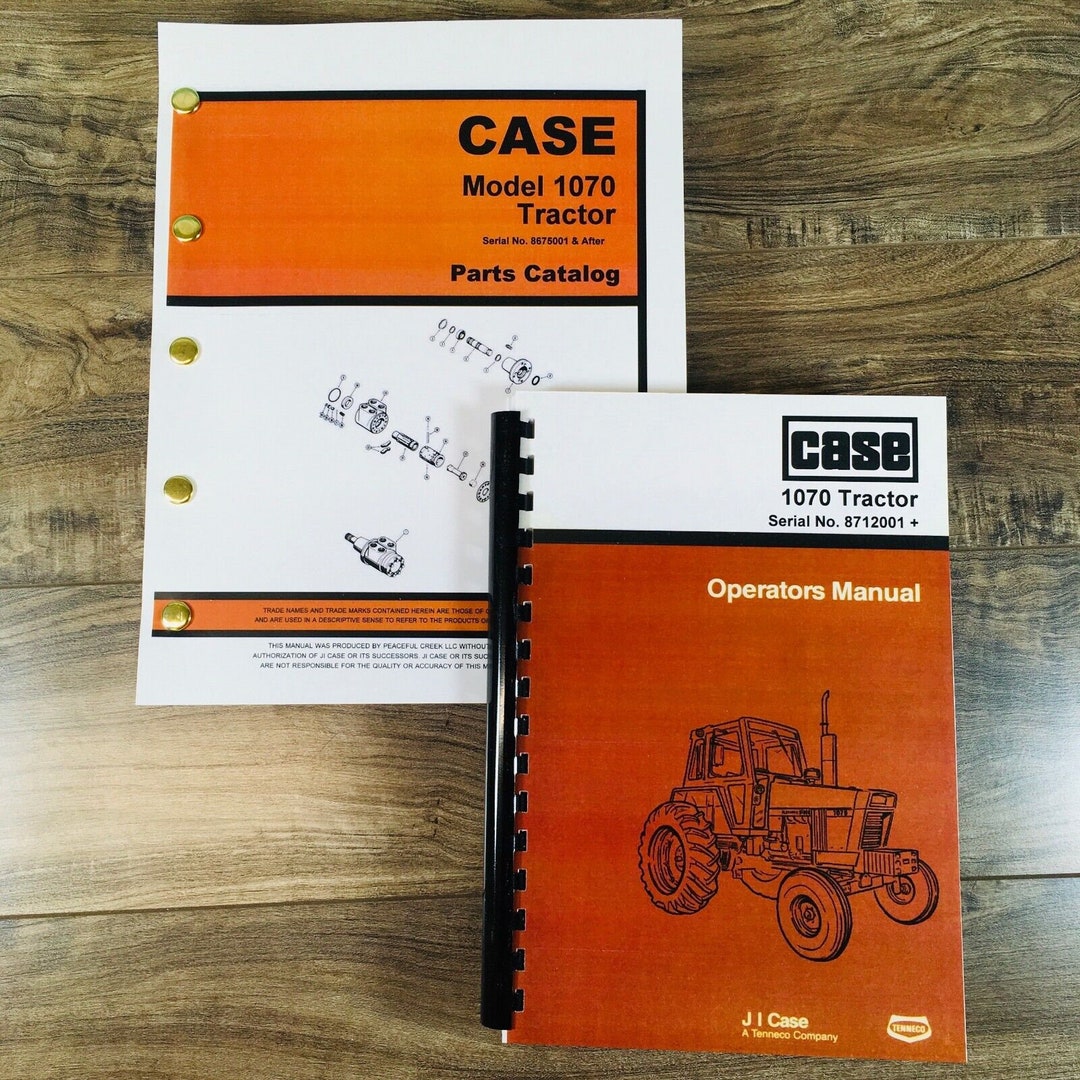 Case 1070 Agri-king Tractor Parts Catalog Operators Manual Set S/N ...