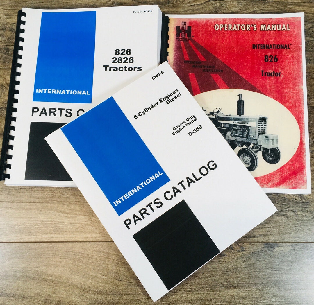 Farmall International 826 Tractor Parts Operators Manual Set Gas Engine ...
