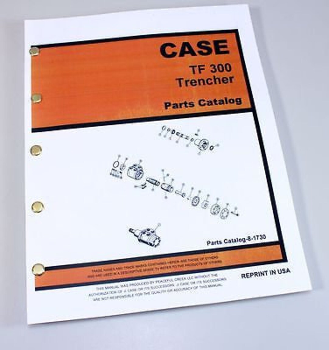 J I Case Tf 300 Track Trencher Plow Parts Manual Catalog Exploded Views ...