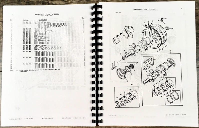 Massey Ferguson Mf 250 Tractor Parts Catalog Manual Book Exploded View ...