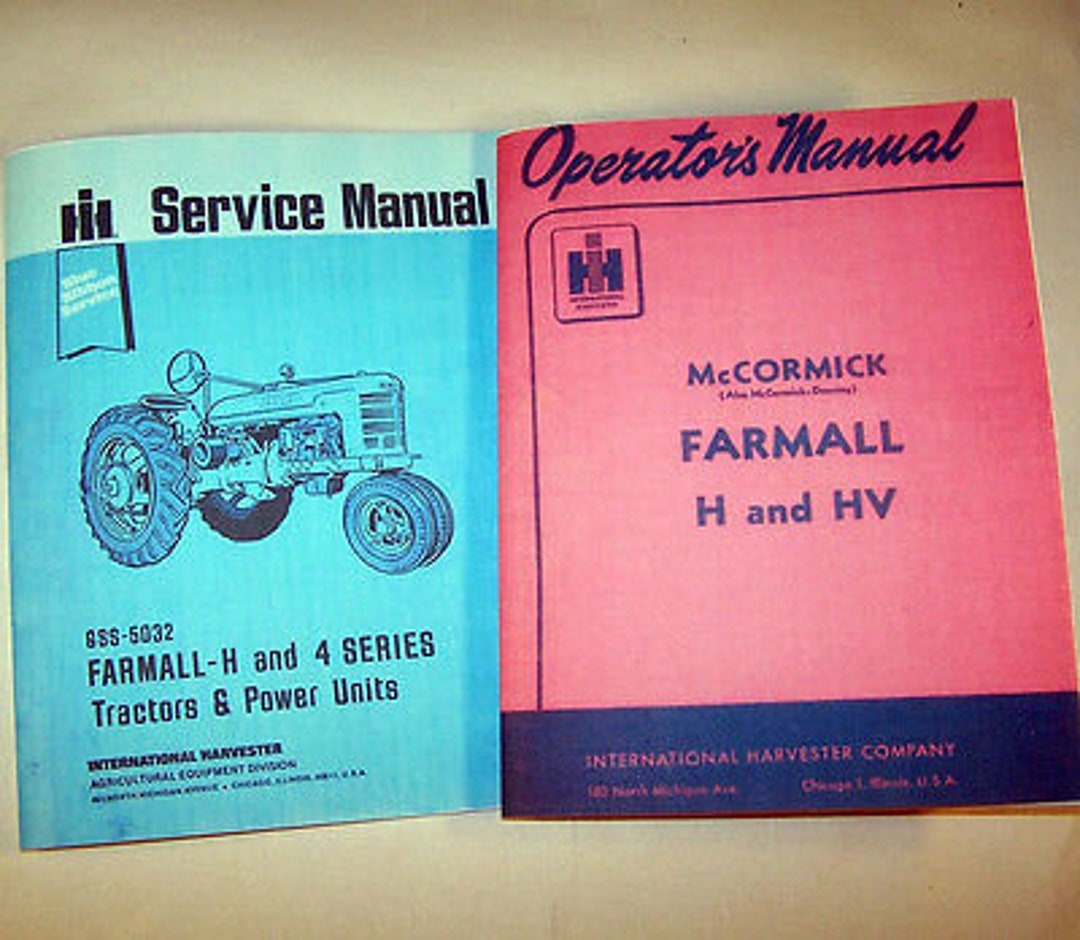Farmall H Hv Tractor Service Manual Operators Owners Shop Repair ...
