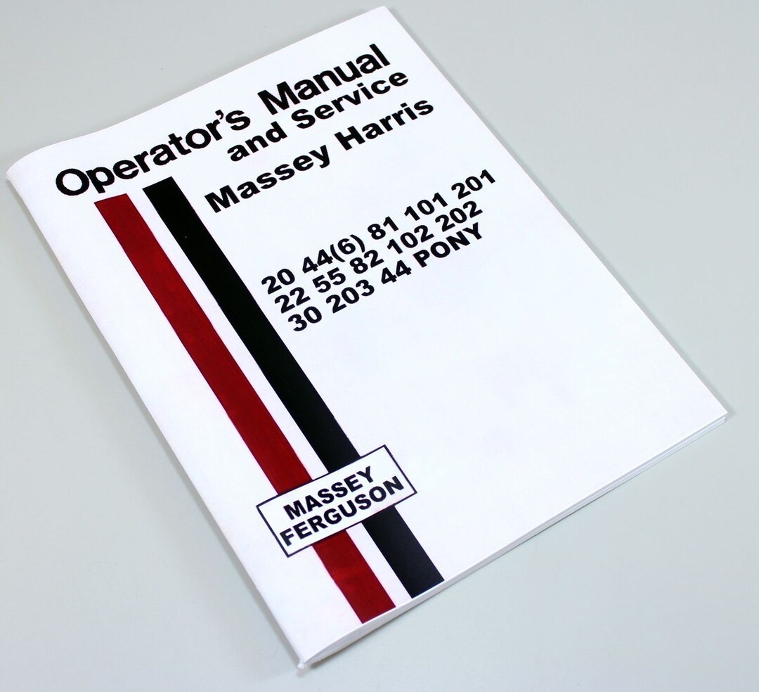 Massey Harris 22 55 82 102 202 Tractor Operators Service Manual - Etsy