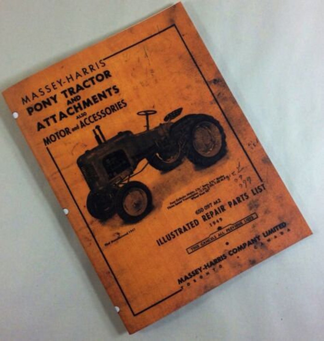 Massey-harris Pony Tractor & Attachments Illustrated Repair Parts List ...