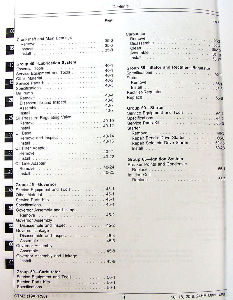 Cub Cadet 982 Chassis Garden Tractor Onan B48G Engine Service Manual ...