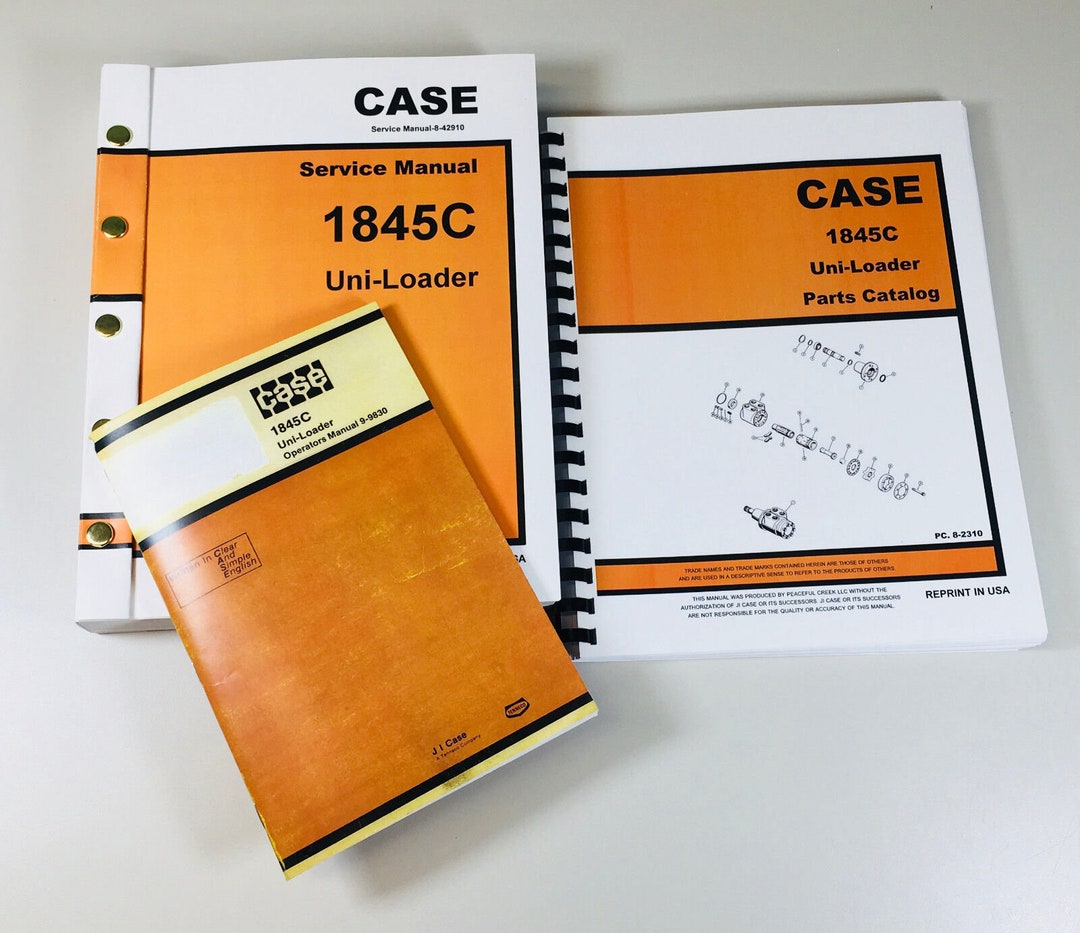 Case 1845C Uni-loader Skid Steer Service Parts Operators Manual Repair ...
