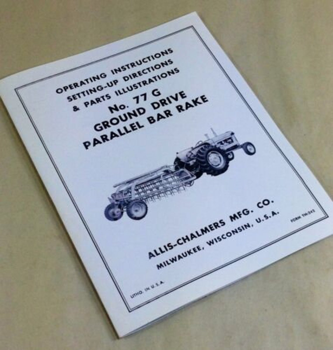 Allis Chalmers 77G Parallel Ground Bar Rake Operators - Etsy