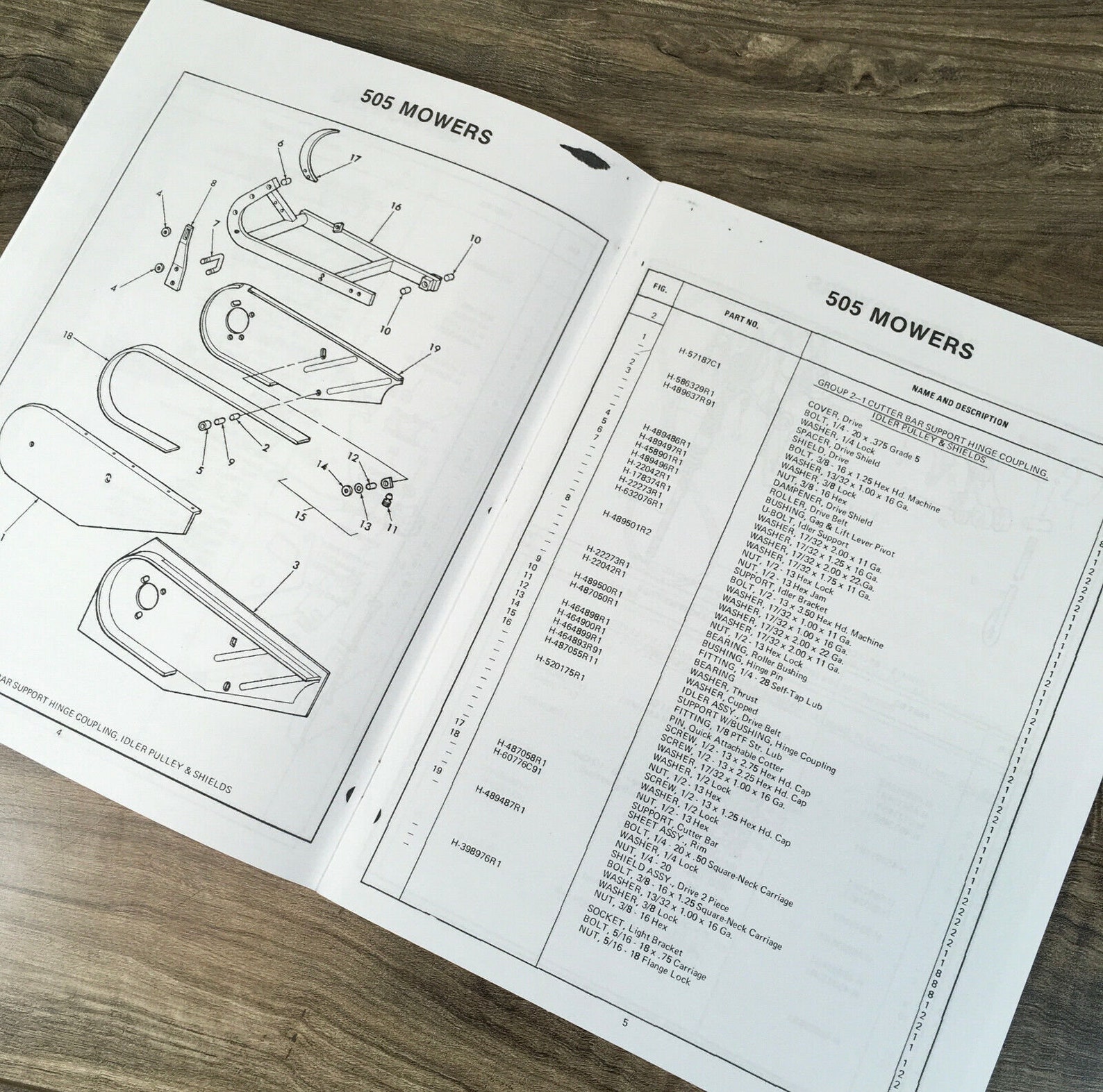 Ford 505 Sickle Bar Rear & Side Mounted Mower Parts Operators Manual ...