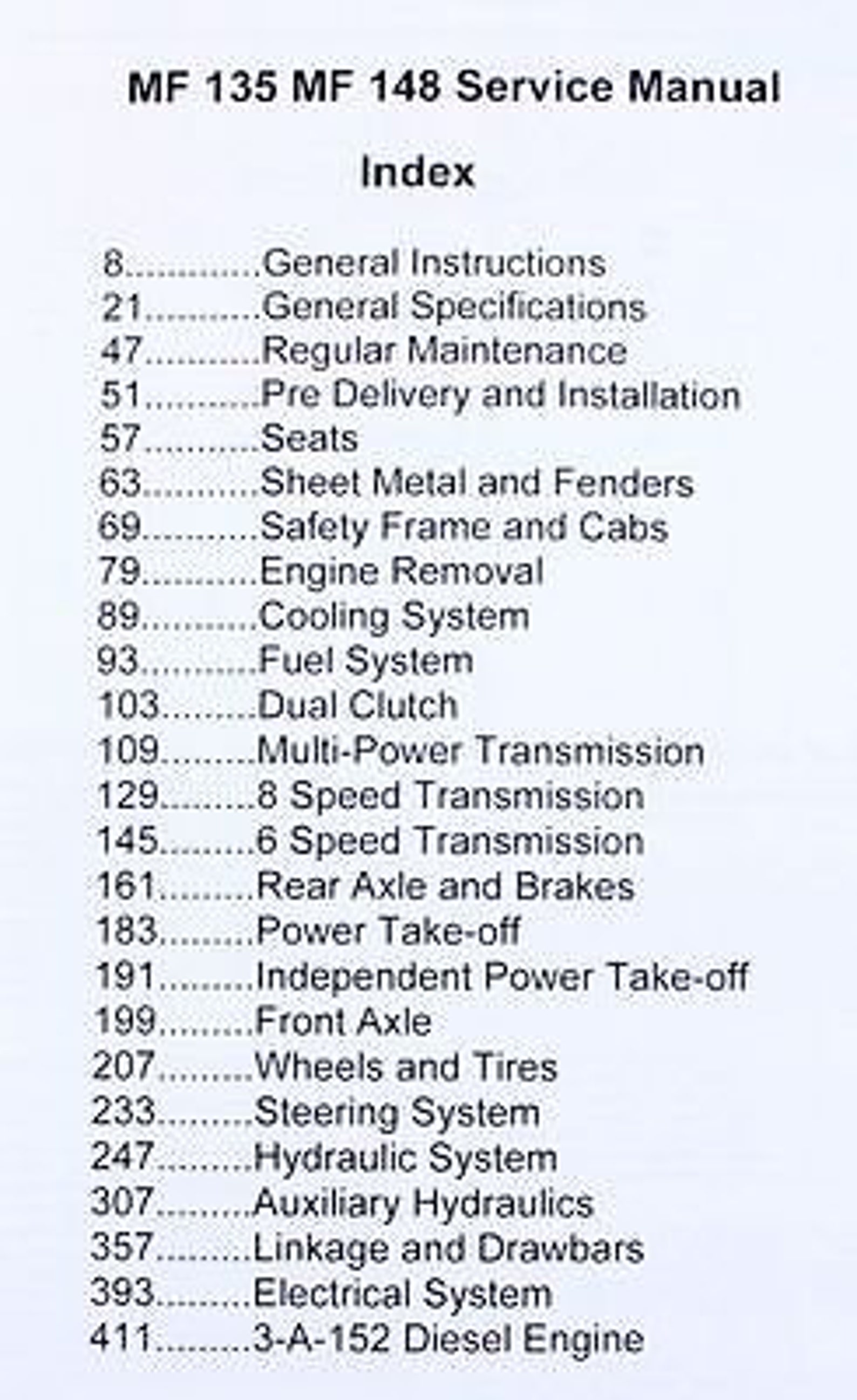 Massey Ferguson Mf 148 135 Tractor Service Repair Shop Manual Workshop ...