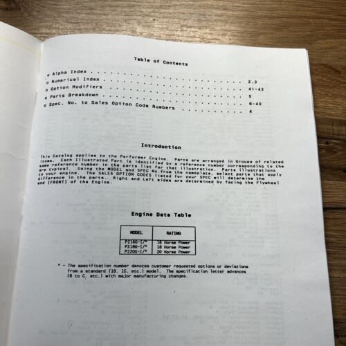 Onan P216 P218 P220 Engine Parts Manual Catalog Exploded Views for ...