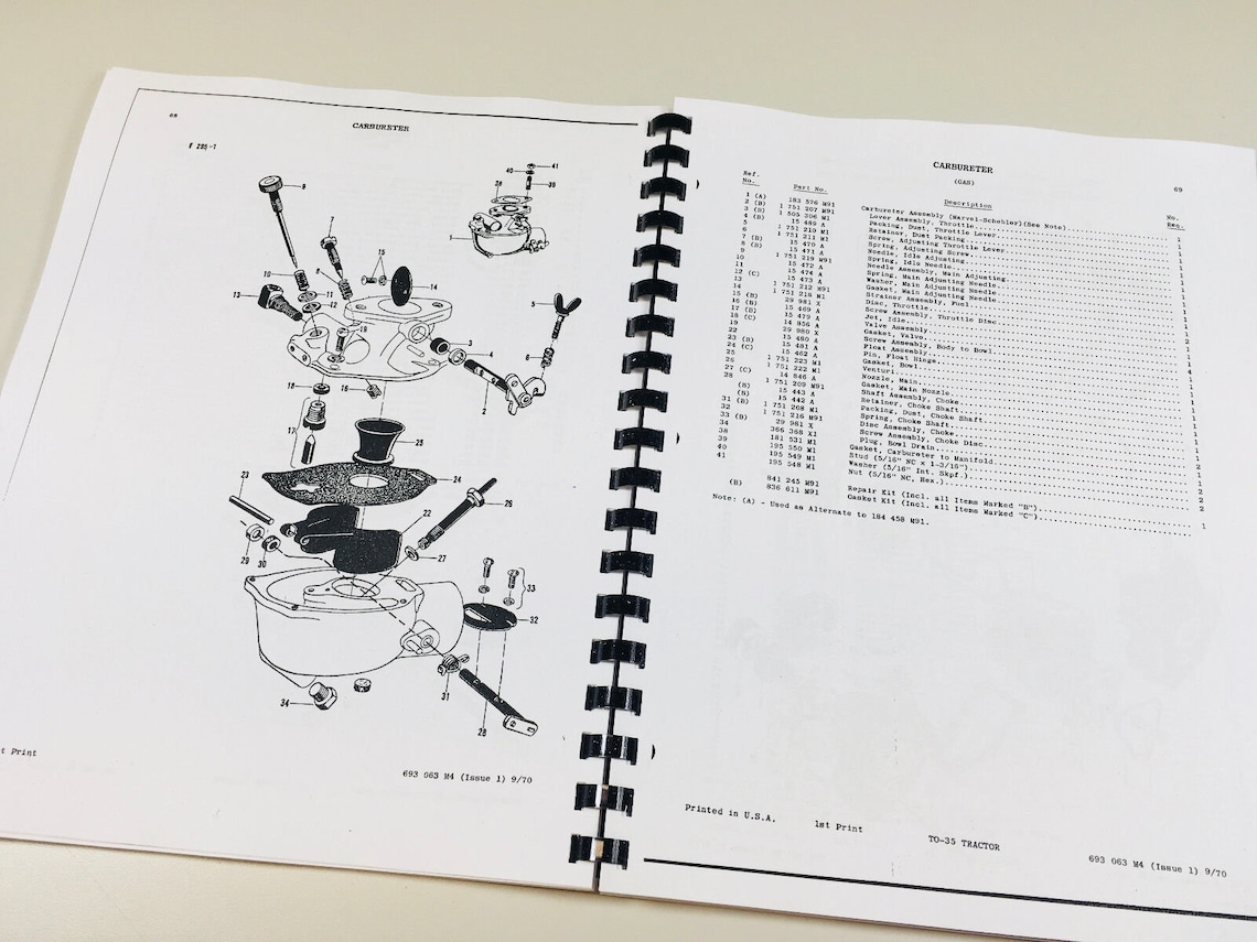 Massey Ferguson To-35 Tractor Parts Catalog Manual Book Exploded View Assembly - Etsy