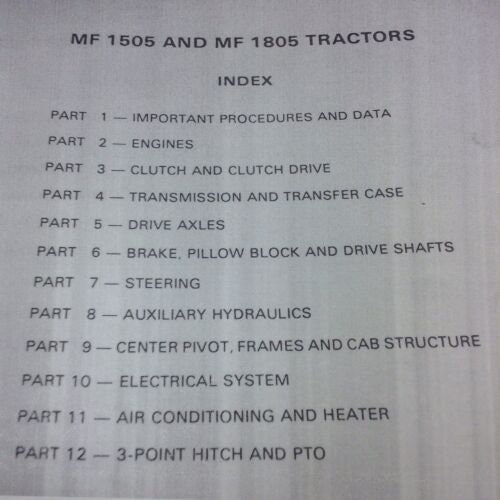 Massey Ferguson 1505 Tractor Service Repair Shop Manual Technical ...