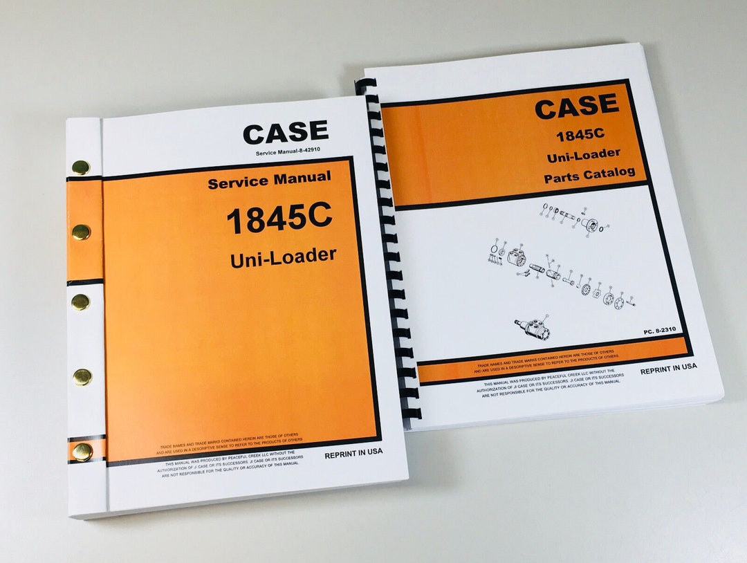 Case 1845C Uni Loader Skid Steer Service Manual Parts Catalog Repair ...
