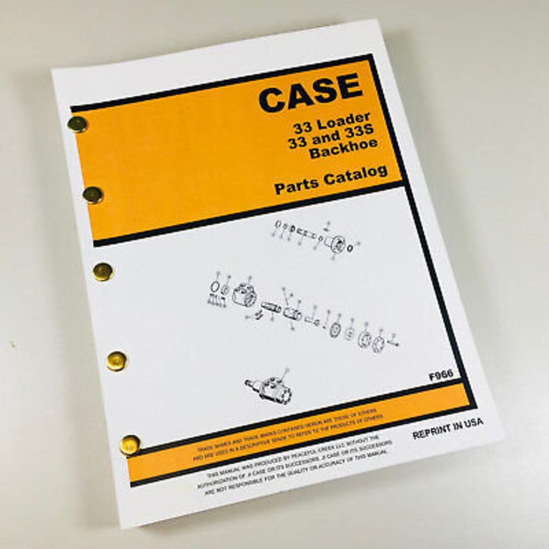 J I Case 33 Loader 33 33S Backhoe Tractor Parts Catalog Manual for ...