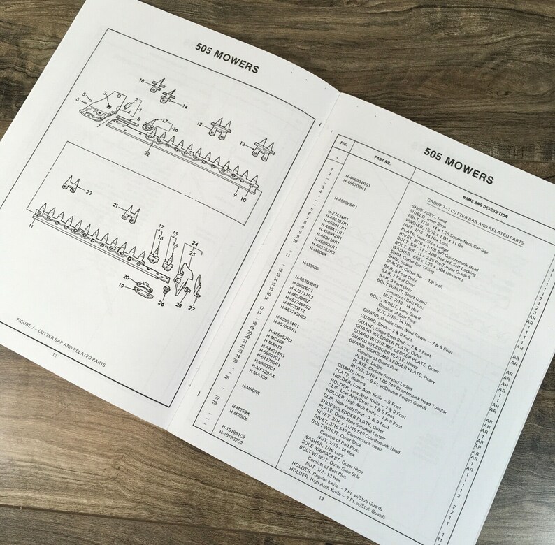 Ford 505 Sickle Bar Rear & Side Mounted Mower Parts Operators Manual ...