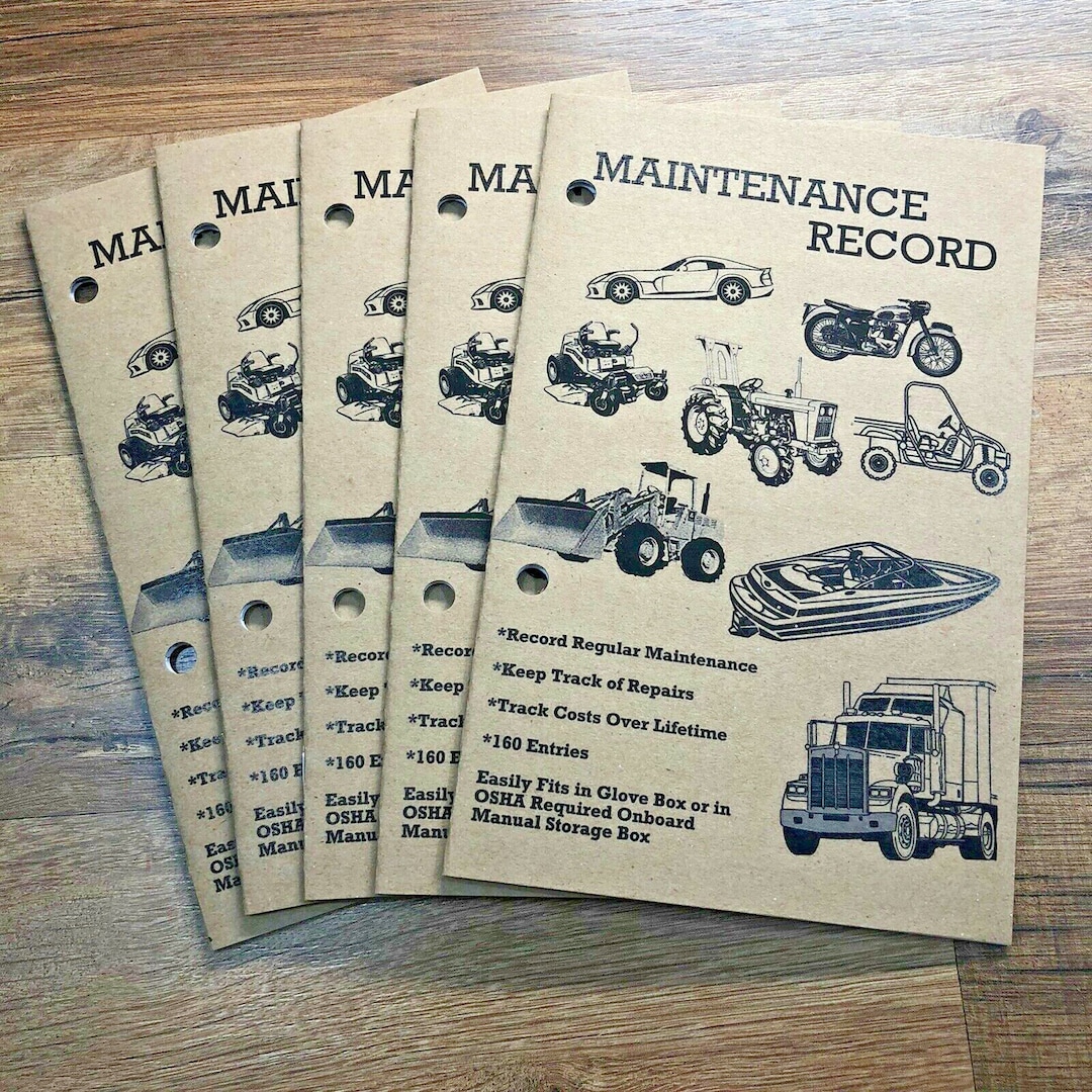 Service Record Book 5 Pak Maintenance Repair History Atv Utv Boat Truck ...