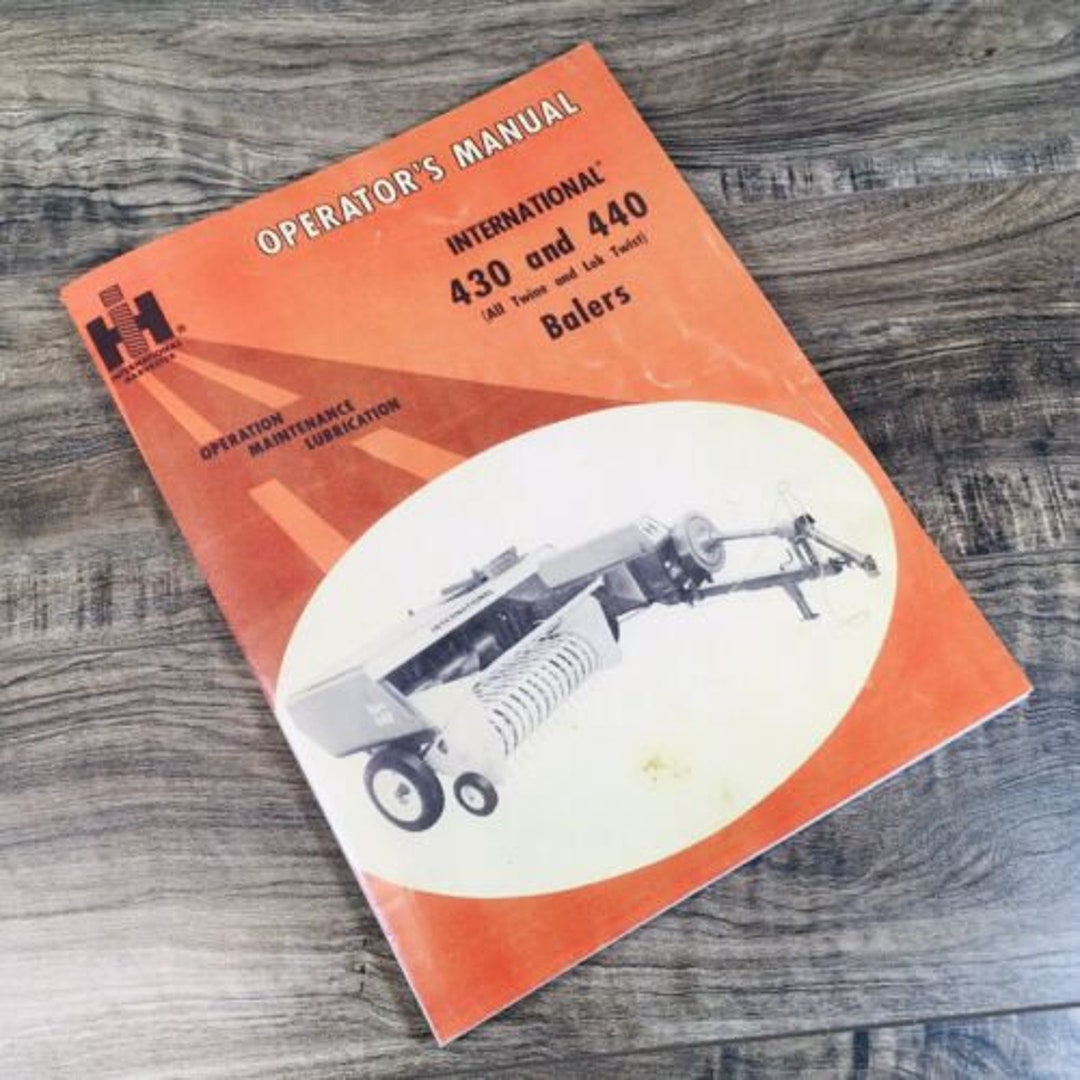 Ih International 430 440 Baler Service Operators Owner Adjustment Manual Knotter - Etsy