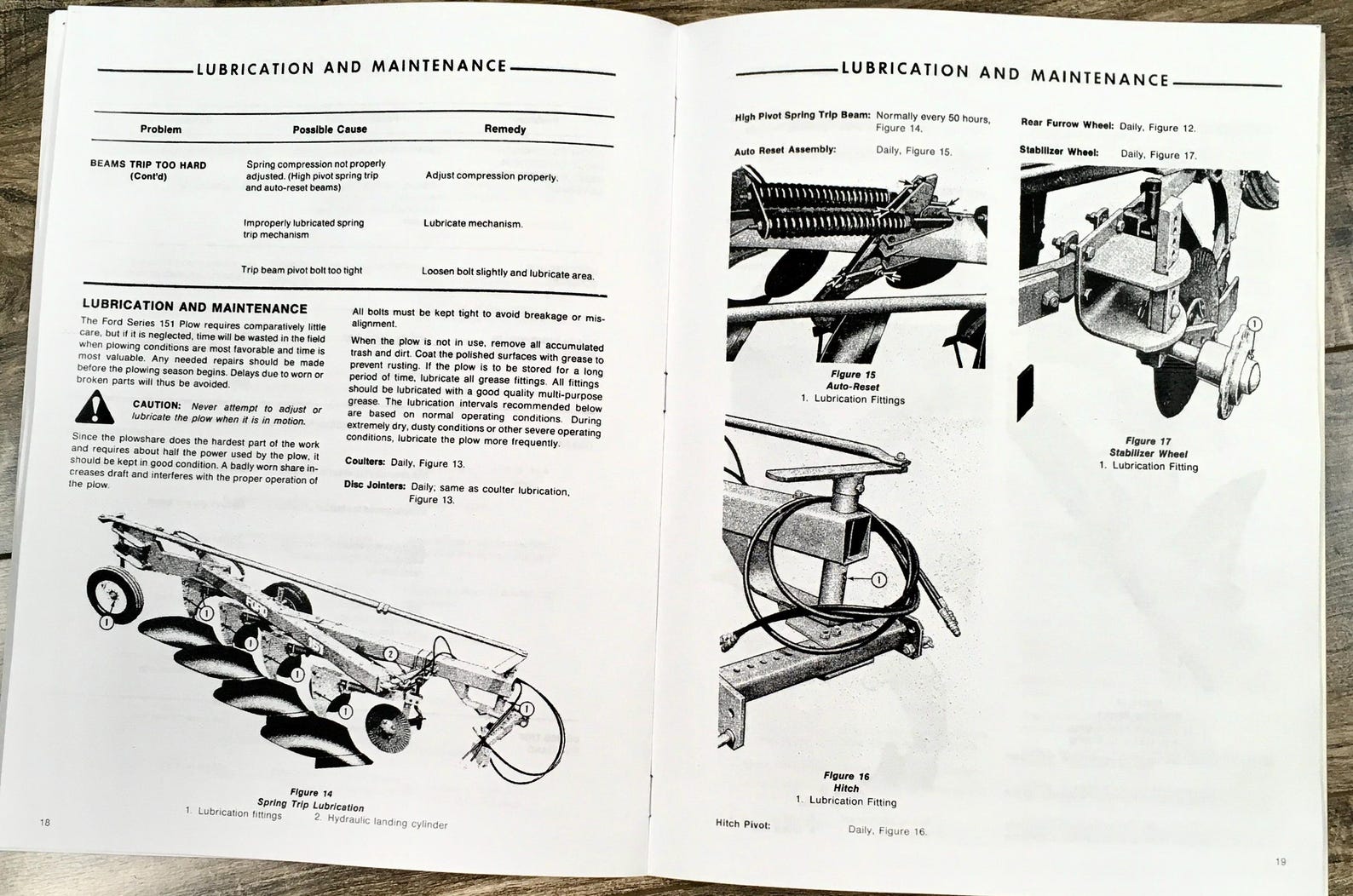 Ford Series 151 Plow Operators Owners Manual Moldboard Maintenance ...