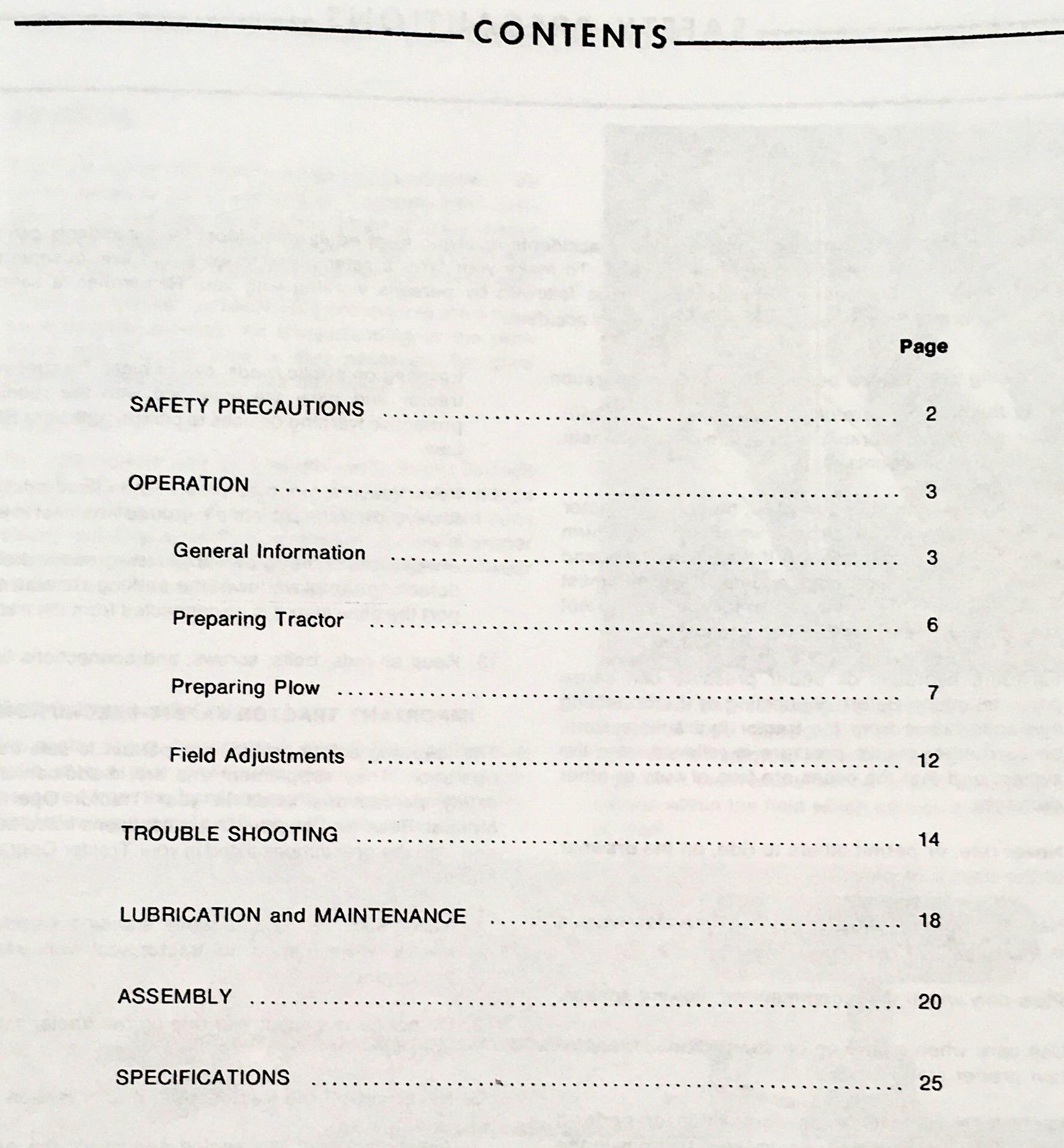 Ford Series 151 Plow Operators Owners Manual Moldboard Maintenance ...