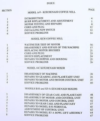 Hobart 4C K45 K5A Kitchenaid Mixer Repair Manual Factory Service Book ...