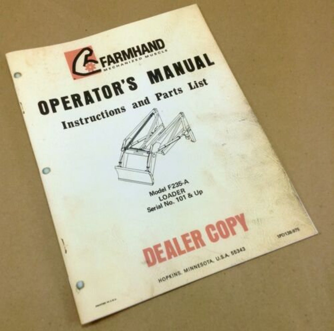 Farmhand F235-A Farm Loader Operators Owners Manual Instructions Parts ...