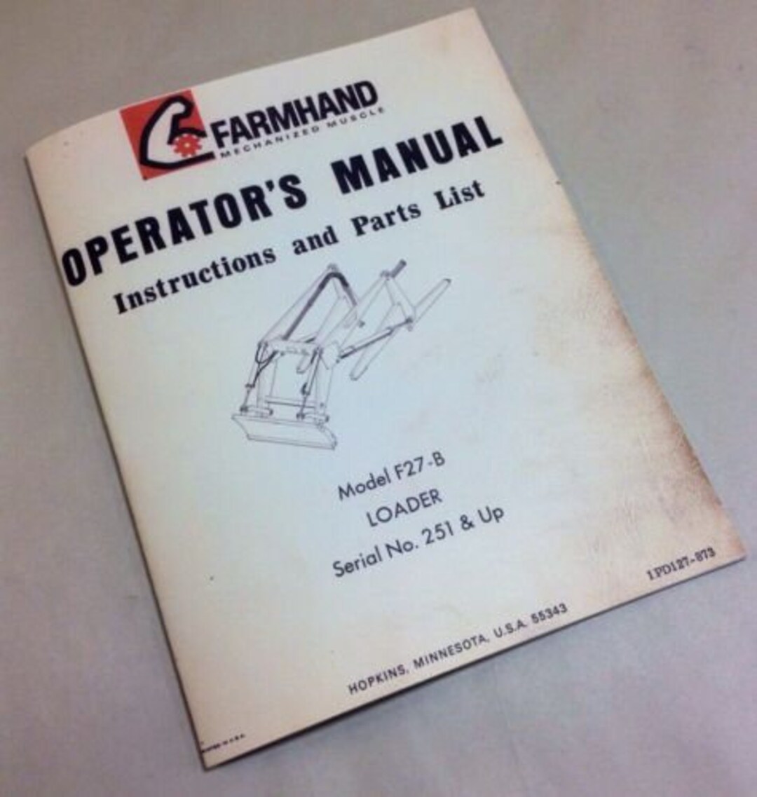 Farmhand F27-B Farm Loader Operators Owner Manual Instruction Parts ...