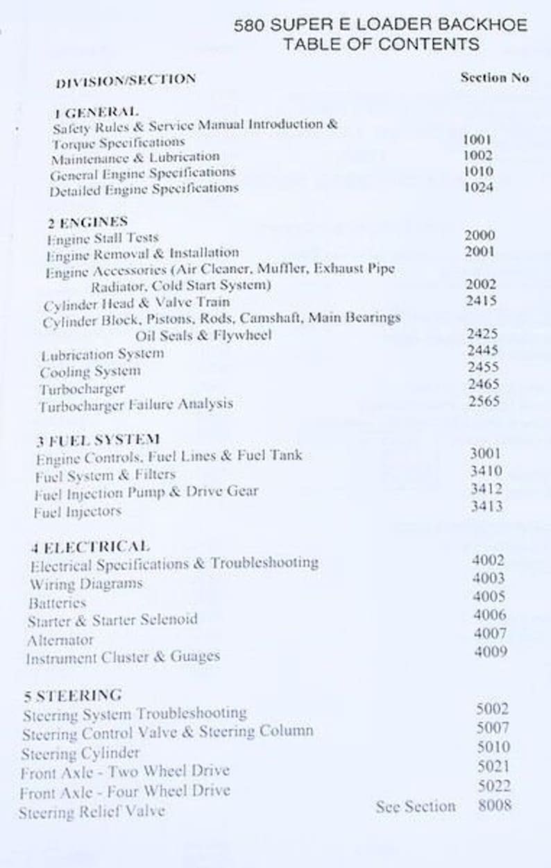 Case 580E 580se 580 Super E Loader Backhoe Service Parts Operators ...