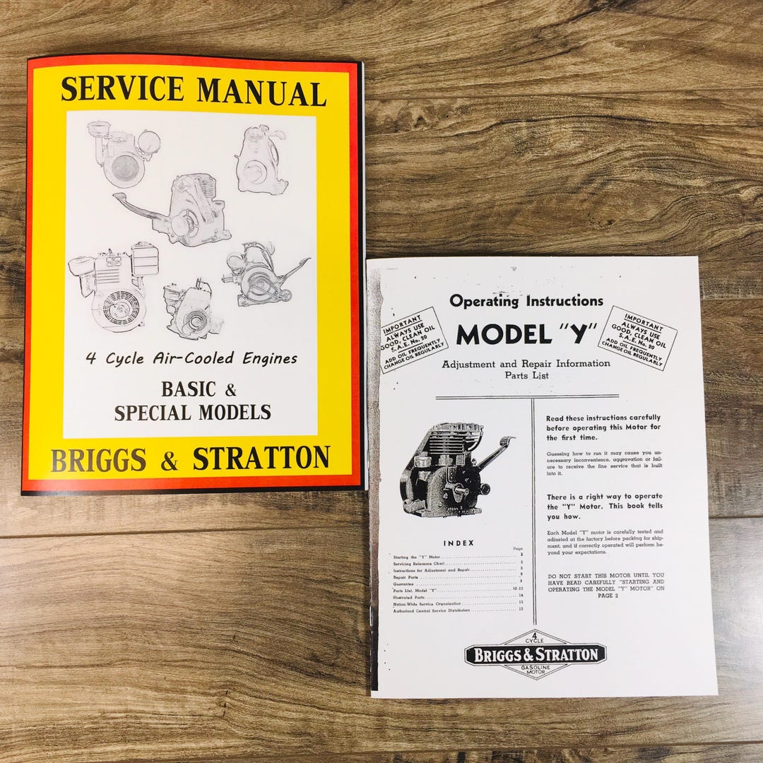 Briggs Stratton Model Y Engine Service Repair Owner Operator Operating ...