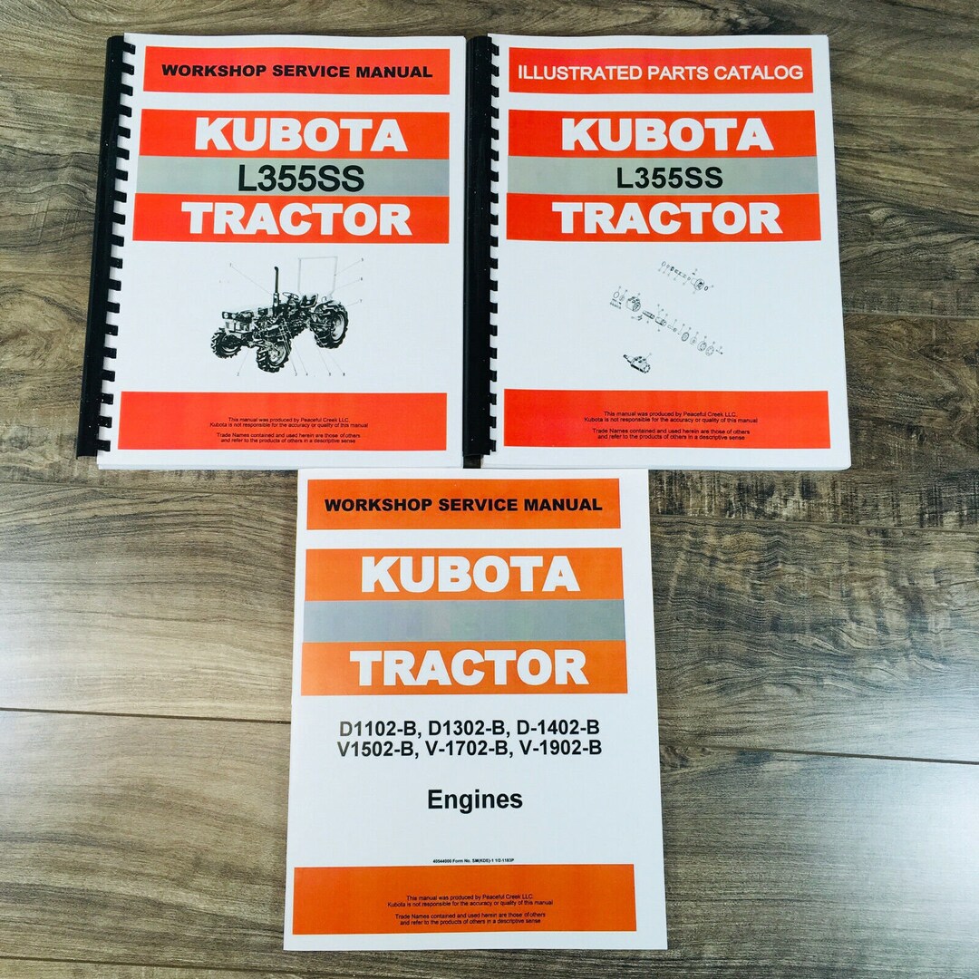 Kubota L355ss Shuttle Shift Tractor Service Manual Set Parts Catalog ...