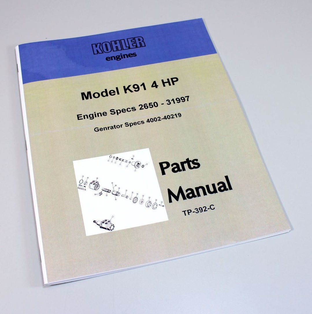 Kohler K91 4hp Engine Generator Parts Catalog Manual Exploded Views - Etsy