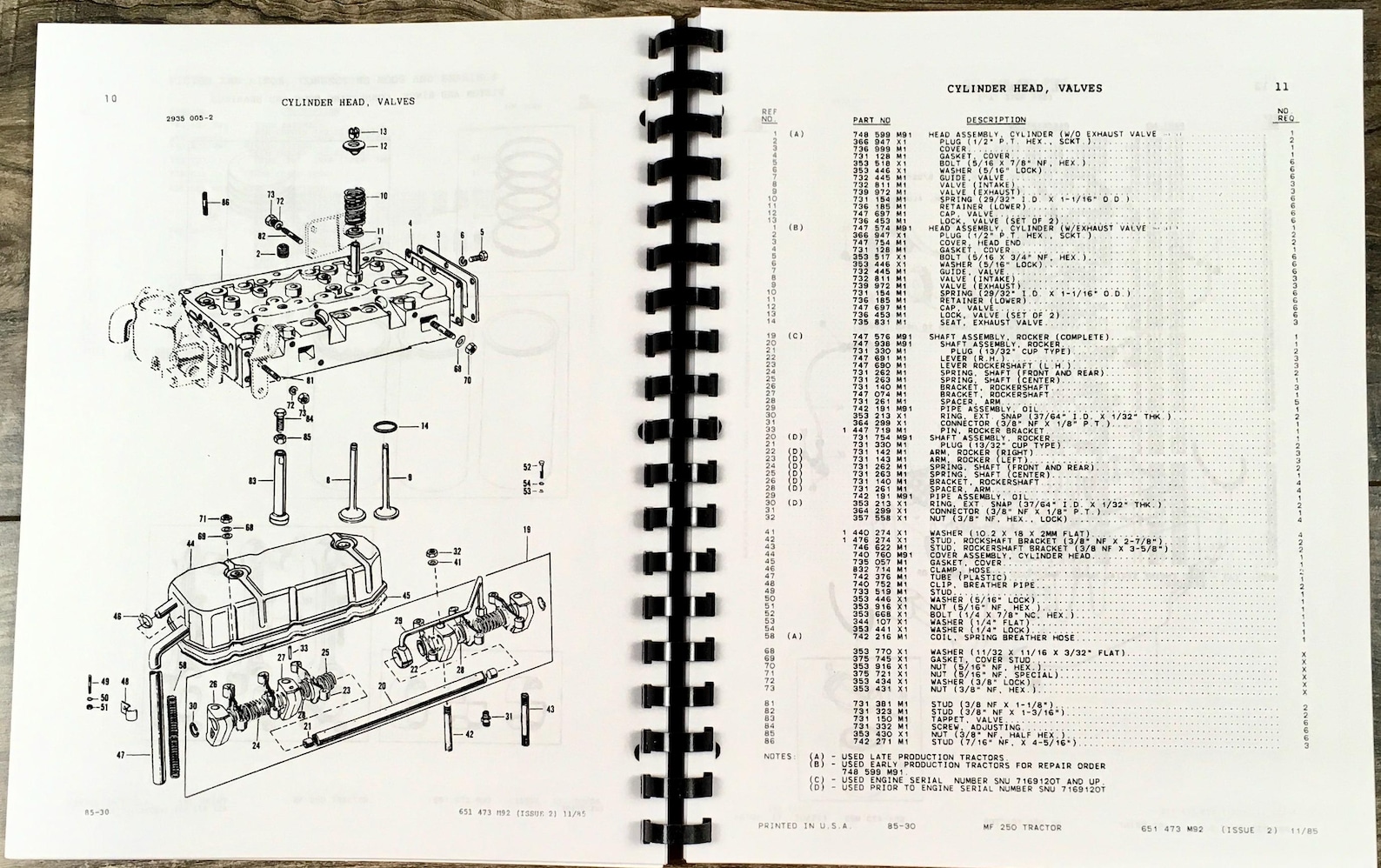 Massey Ferguson Mf 250 Tractor Parts Catalog Manual Book Exploded View ...