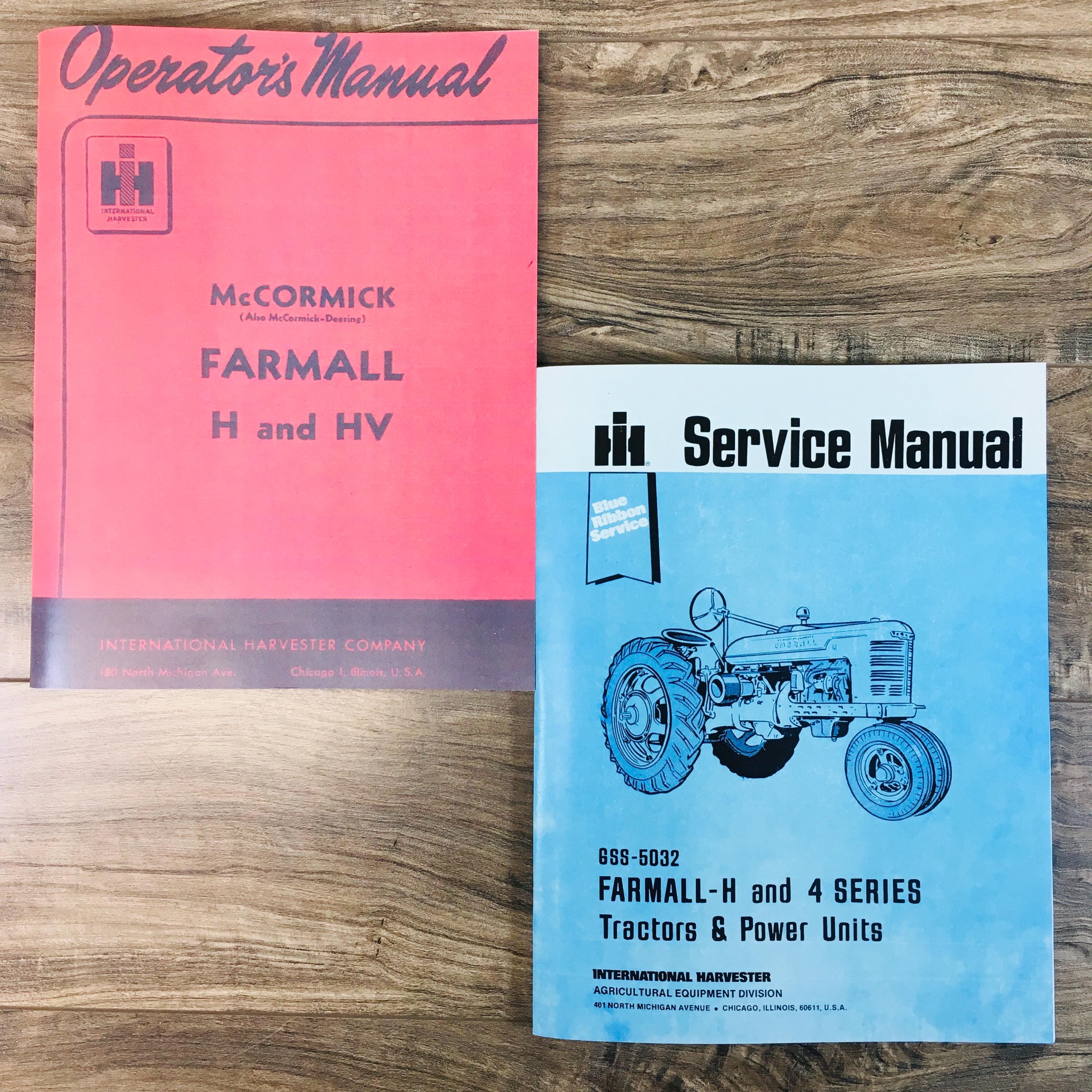 Farmall H Hv Tractor Service Manual Operators Owners Shop Repair ...