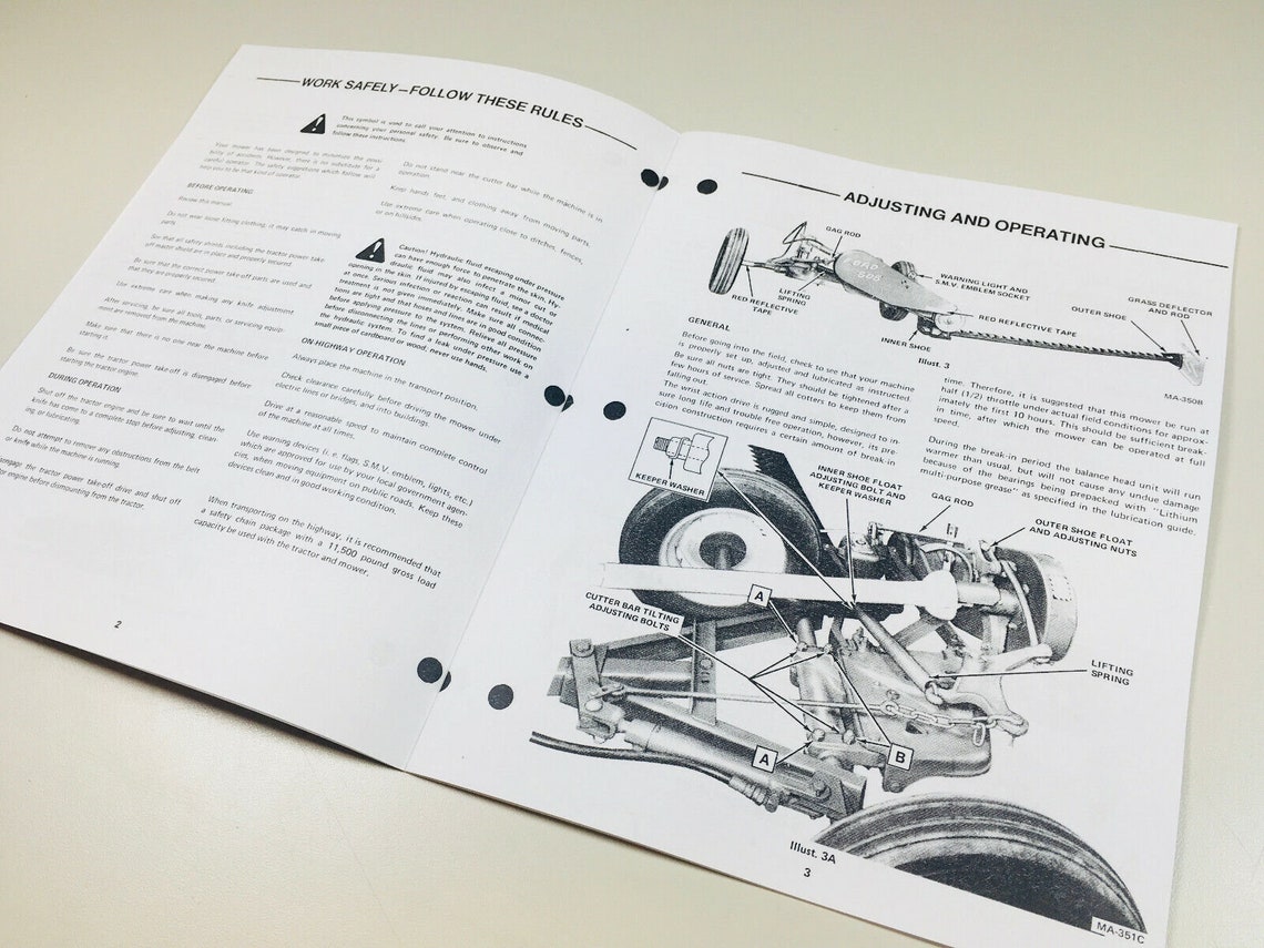 Ford 505 Sickle Bar Rear & Side Mounted Mower Parts Operators Manual ...