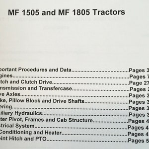 Massey Ferguson 1505 1805 Tractor Service Parts Operators Manual Repair ...