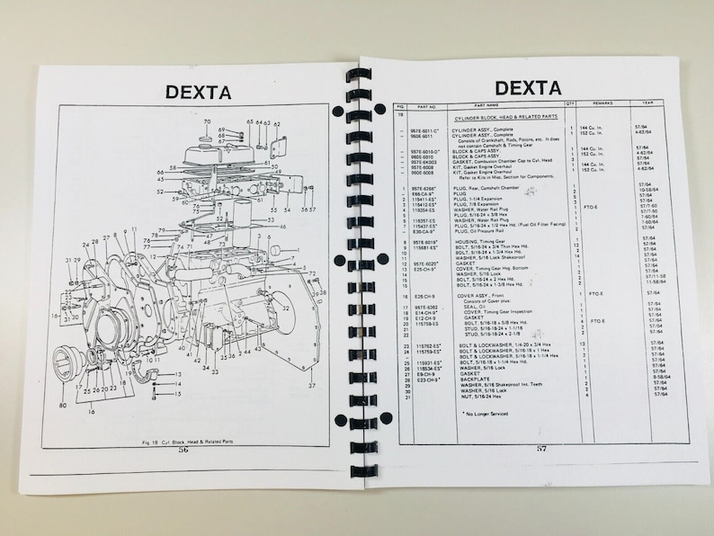 Fordson Dexta & Super Dexta Tractor Parts Operators Manual Owners Set ...