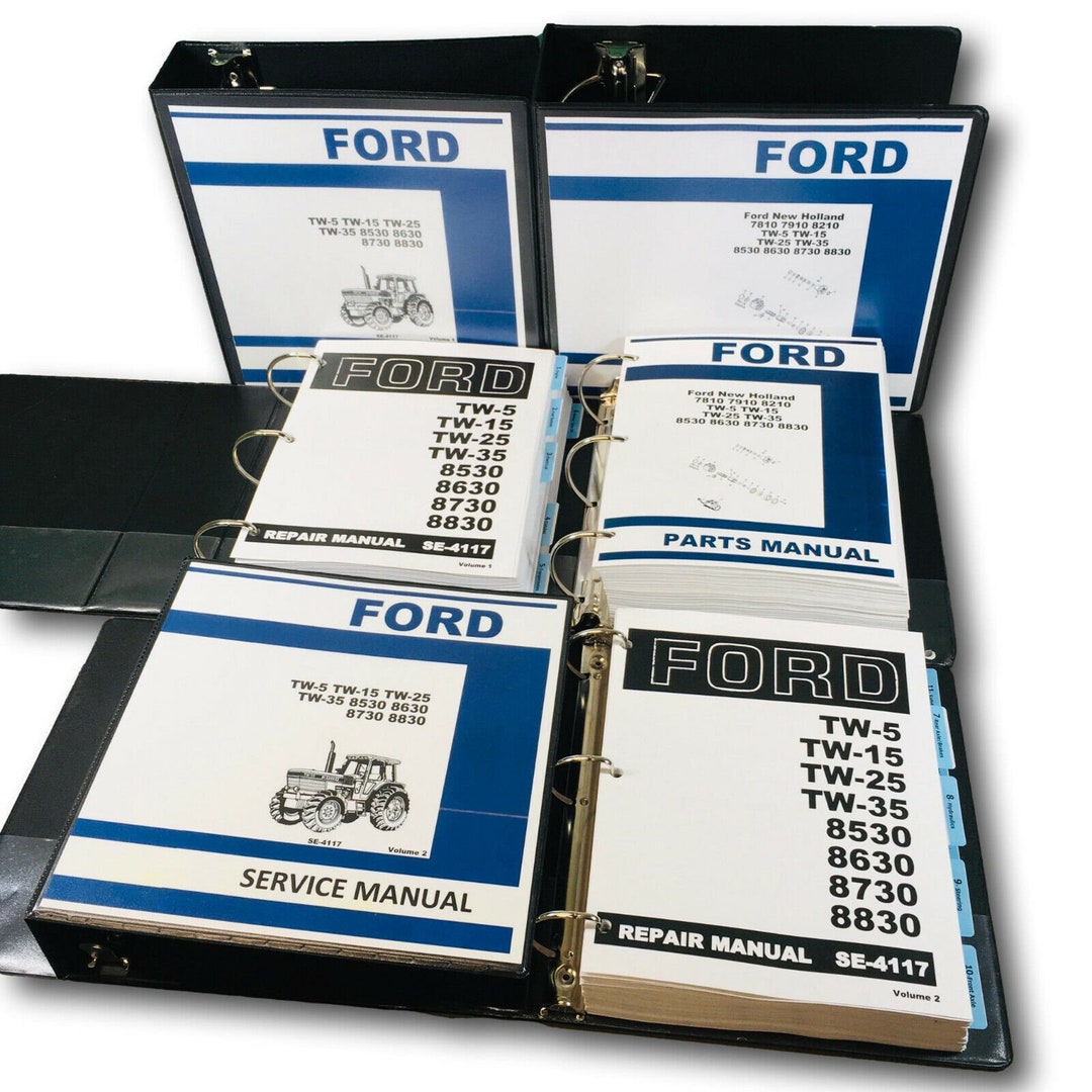 Ford 8530 8630 8730 8830 Tractor Service Parts Manual Shop Set Workshop ...