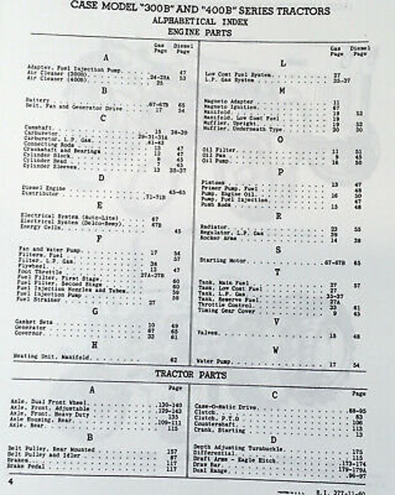 Case 300B 400B Series Tractor Parts Manual Catalog Book Assembly ...