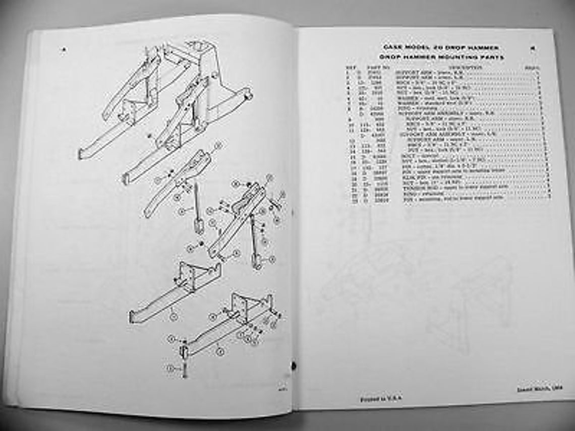 Case Model 20 Hydraulic Drop Hammer Parts Manual Catalog Assembly ...