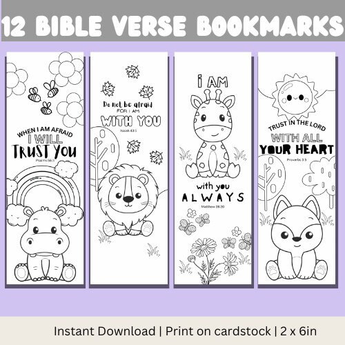 Coloring Bible Verse Bookmarks for Kids - Printable Bookmarks - Bible ...