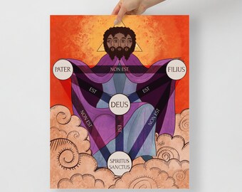 Three Faced Jesus Art Print, Trifacial Trinity, Triple Jesus Christ ...