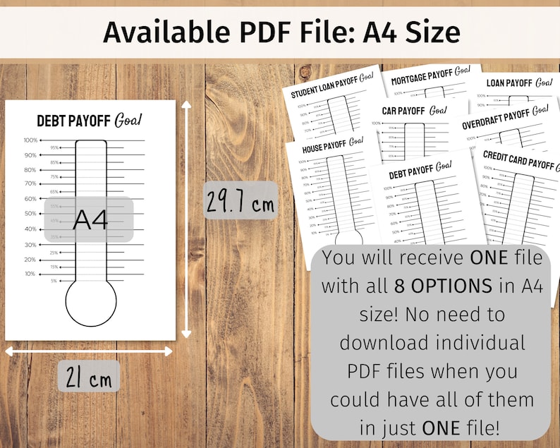 Debt Thermometer Tracker Printable Bundle, Debt Thermometer Bundle ...